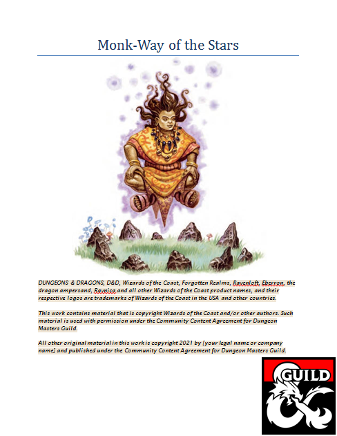 Monk-Way of the Stars - Dungeon Masters Guild | DriveThruRPG