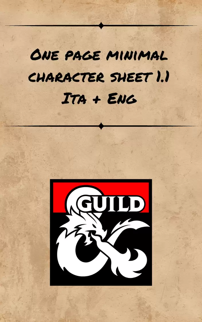 One Page Minimal Character Sheet 1.1 Ita + Eng - Dungeon Masters Guild ...