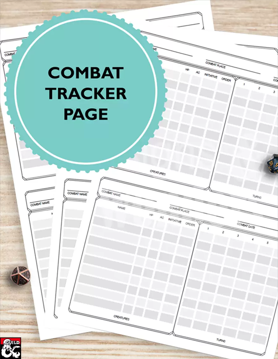 Combat Tracker for D&D 5e | DM Combat Helper (Printable and Fillable ...