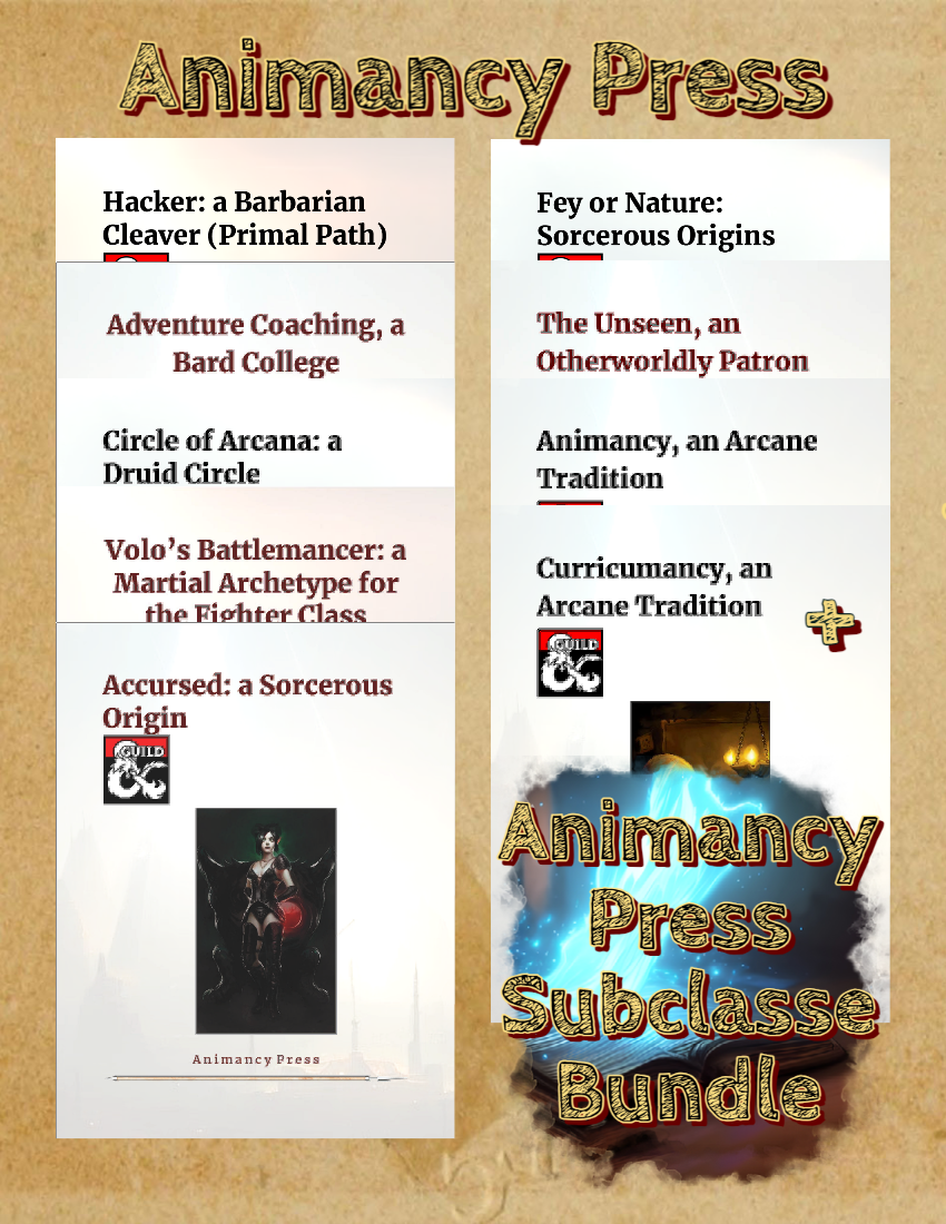 Animancy Press Subclasses [BUNDLE] - Dungeon Masters Guild | DriveThruRPG