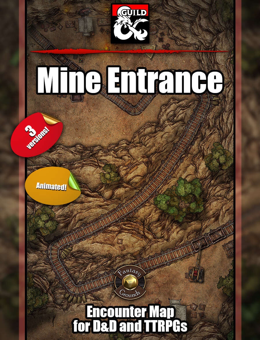 Mine Entrance battlemap w/Fantasy Grounds support - WEBM Animation - TTRPG Map - Dungeon Masters ...