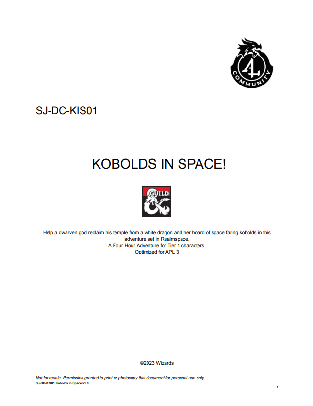 SJ-DC-KIS01 Kobolds in Space! - Dungeon Masters Guild | DriveThruRPG