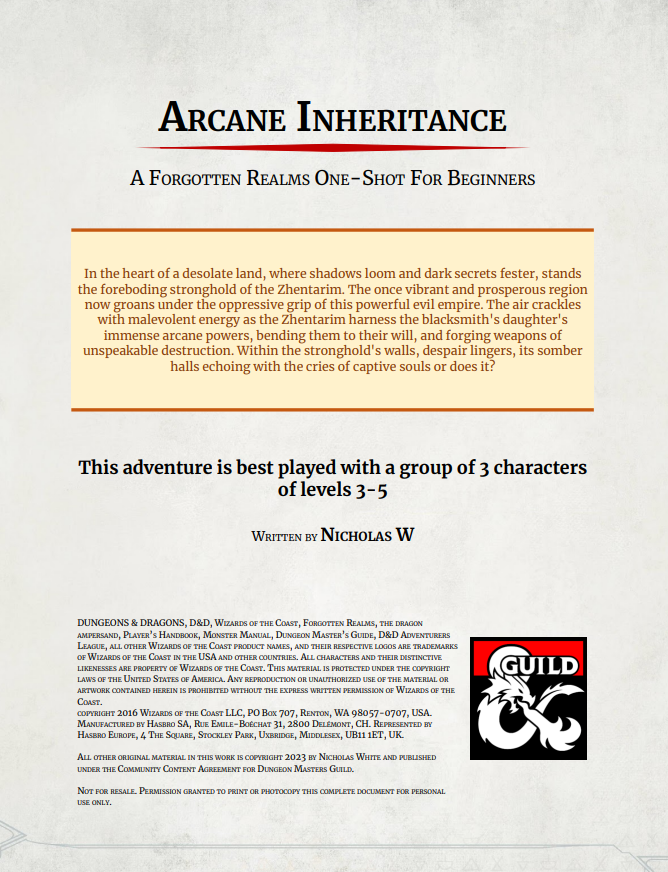 Arcane Inheritance: A Forgotten Realms One-Shot For Beginners - Dungeon Masters Guild | DriveThruRPG