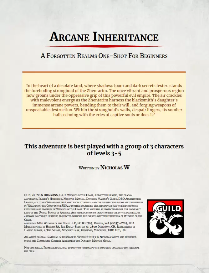 Arcane Inheritance: A Forgotten Realms One-Shot For Beginners - Dungeon Masters Guild | DriveThruRPG