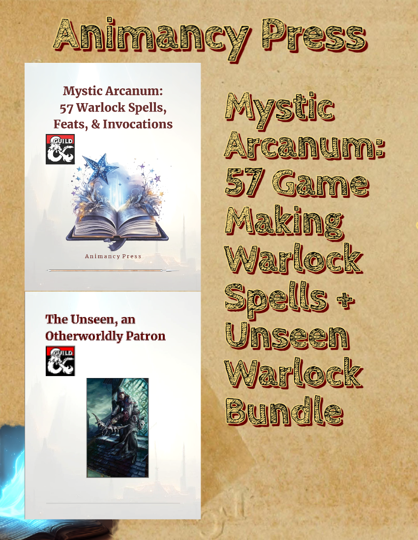 P 57 Warlock Spells + Unseen Warlock Patron [BUNDLE] - Dungeon Masters Guild | DriveThruRPG
