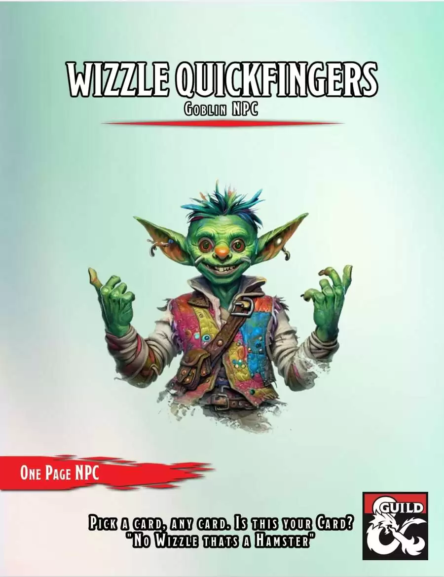 Wizzle Quickfingers (One Page NPC) - Dungeon Masters Guild | DriveThruRPG