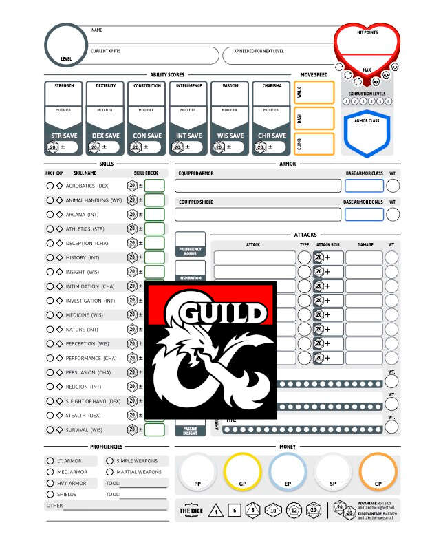 5e Complete Character Sheet Folio - Dungeon Masters Guild | DriveThruRPG
