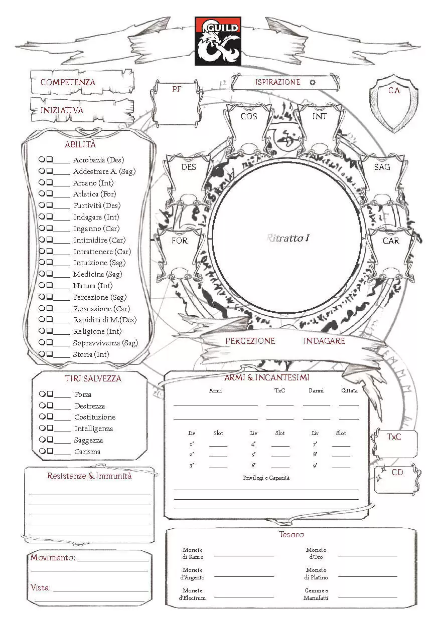 Scheda PG D&D 5 ed - Dungeon Masters Guild | DriveThruRPG
