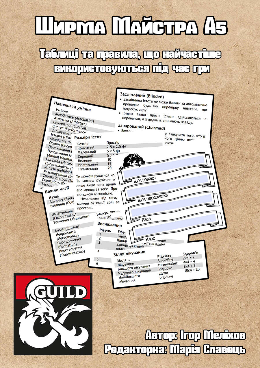 DM Screen Printouts in Ukrainian | Роздруківки для Ширми Майстра українською - Dungeon Masters ...