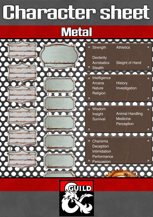 Character sheet - Metal - Dungeon Masters Guild | DriveThruRPG