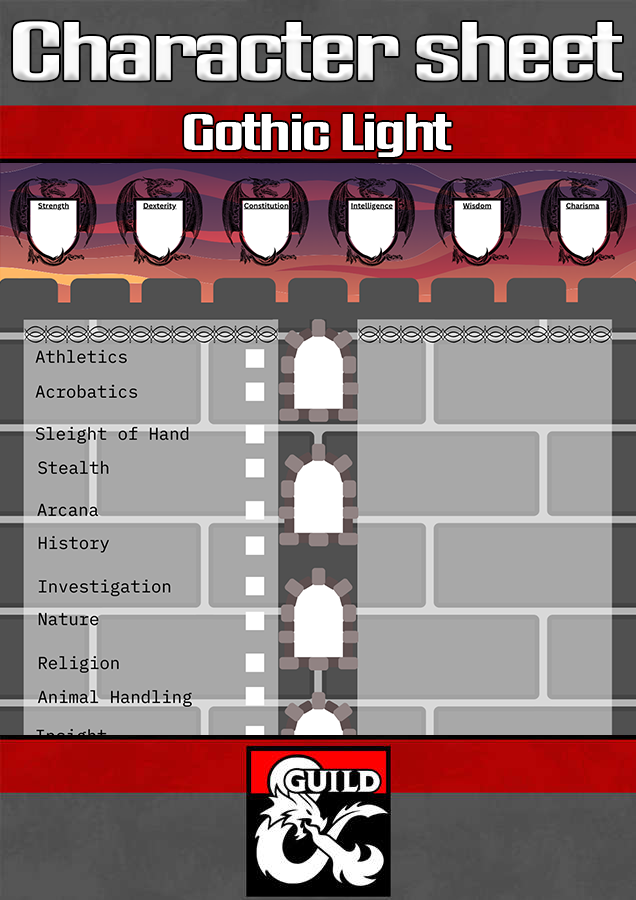 Character sheet - Gothic Light - Dungeon Masters Guild | DriveThruRPG