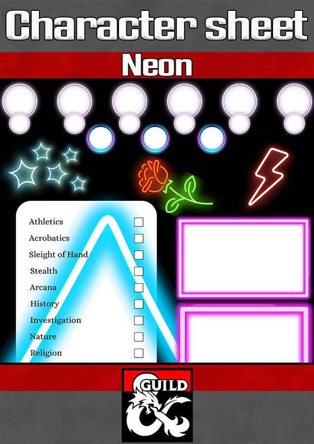 Character sheet - Neon - Dungeon Masters Guild | DriveThruRPG