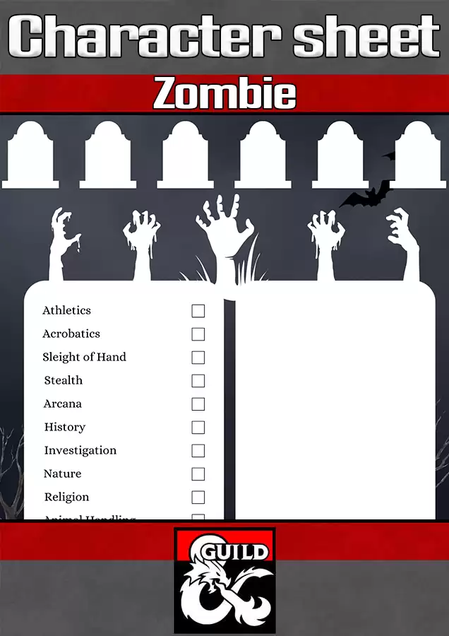 Character sheet - Zombie - Dungeon Masters Guild | DriveThruRPG