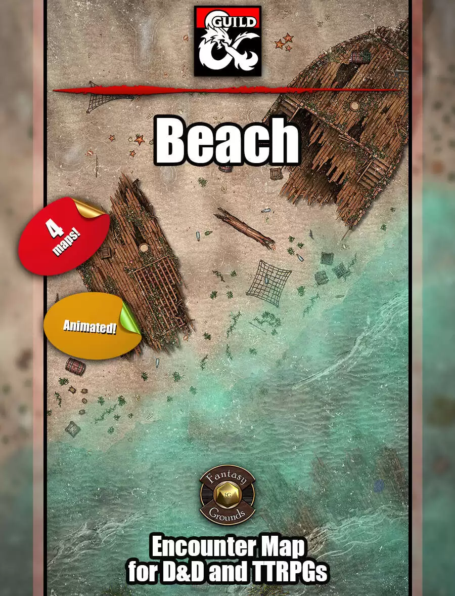 Beach - shipwreck map pack w/Fantasy Grounds support - TTRPG Map ...