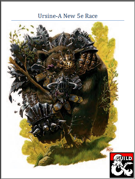 Ursine-A New 5e Race - Dungeon Masters Guild | DriveThruRPG