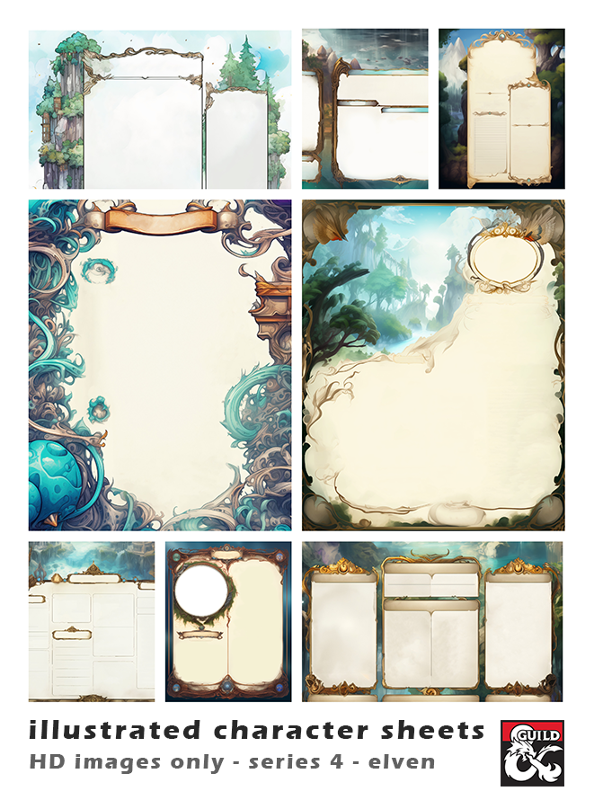 Illustrated Character Sheets - Series 4 - Elven - Dungeon Masters Guild | DriveThruRPG