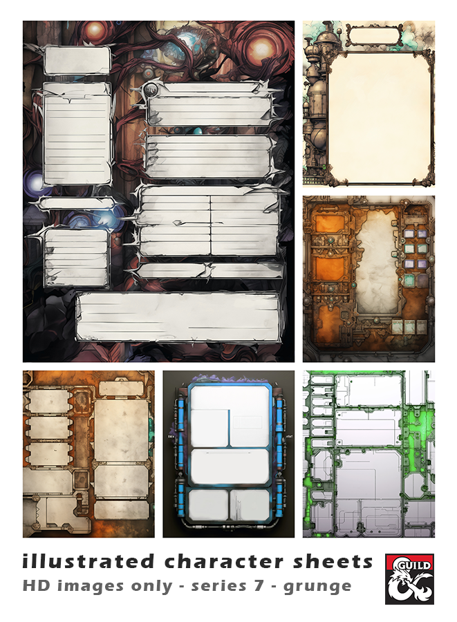 Illustrated Character Sheets - Series 7 - Grungepunk - Dungeon Masters Guild | DriveThruRPG
