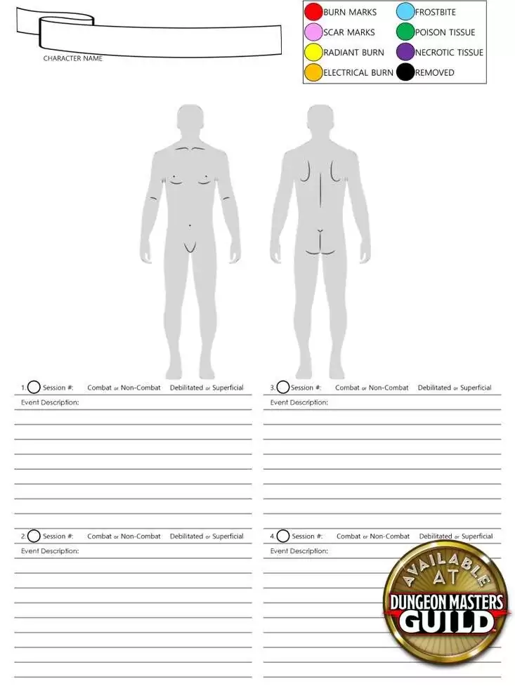 Character Injury - Tracker - Dungeon Masters Guild | DriveThruRPG
