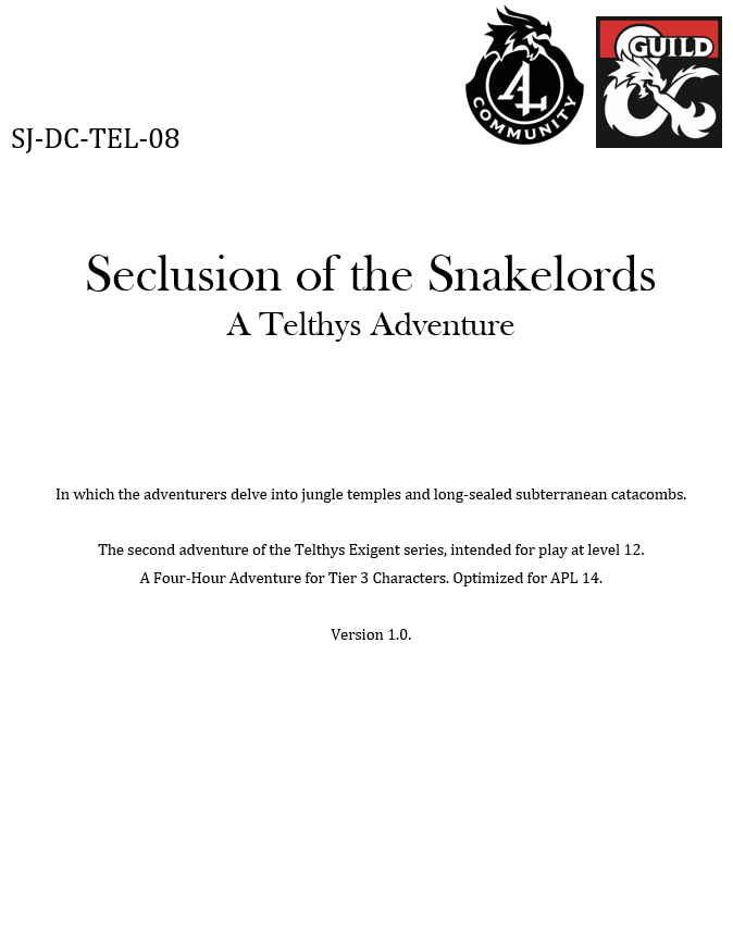 SJ-DC-TEL-08 Seclusion of the Snakelords - Dungeon Masters Guild | DriveThruRPG