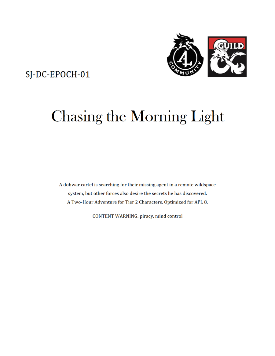 SJ-DC-EPOCH-01 Chasing the Morning Light - Dungeon Masters Guild | DriveThruRPG