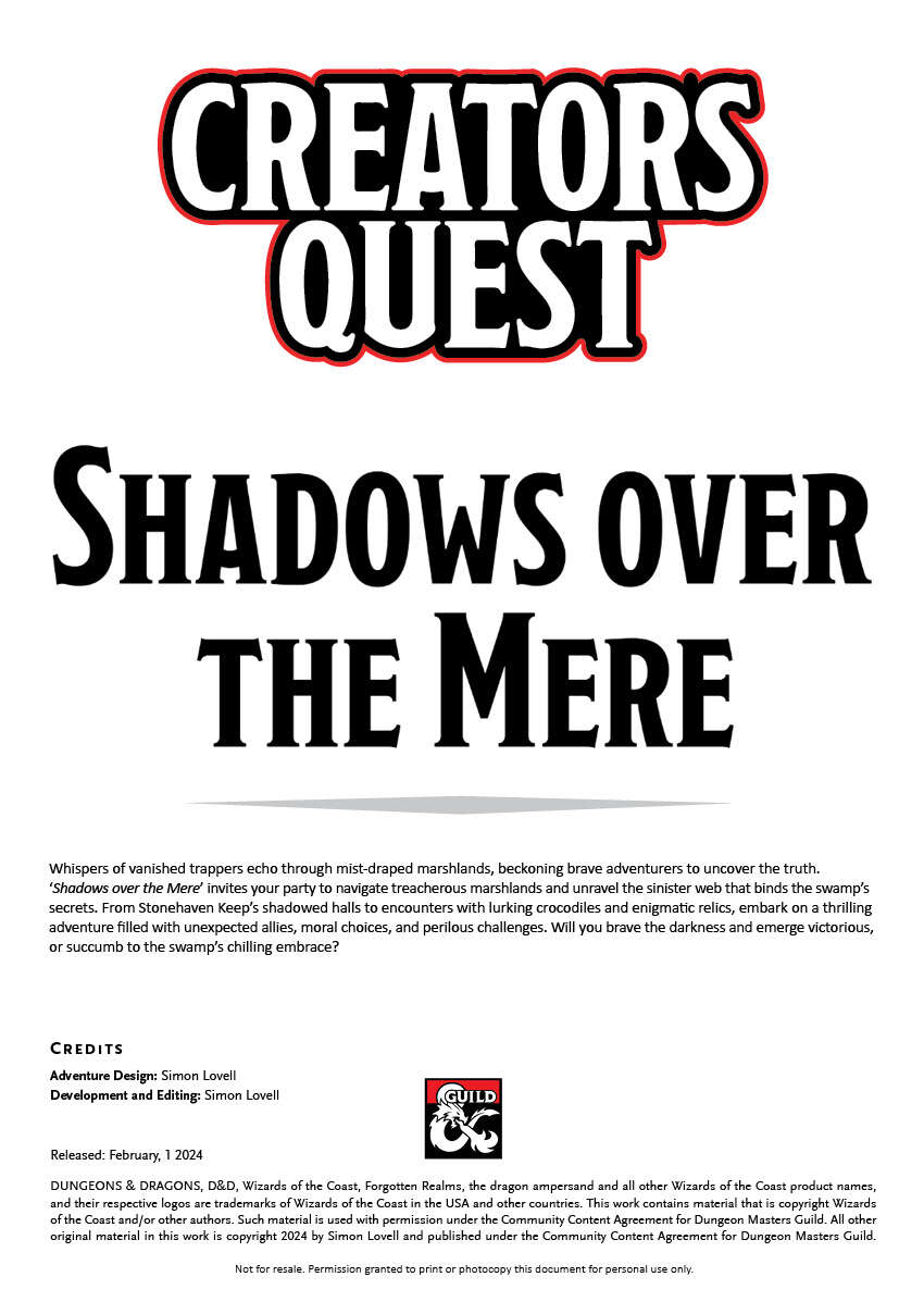 SHADOWS OVER THE MERE - Dungeon Masters Guild | DriveThruRPG
