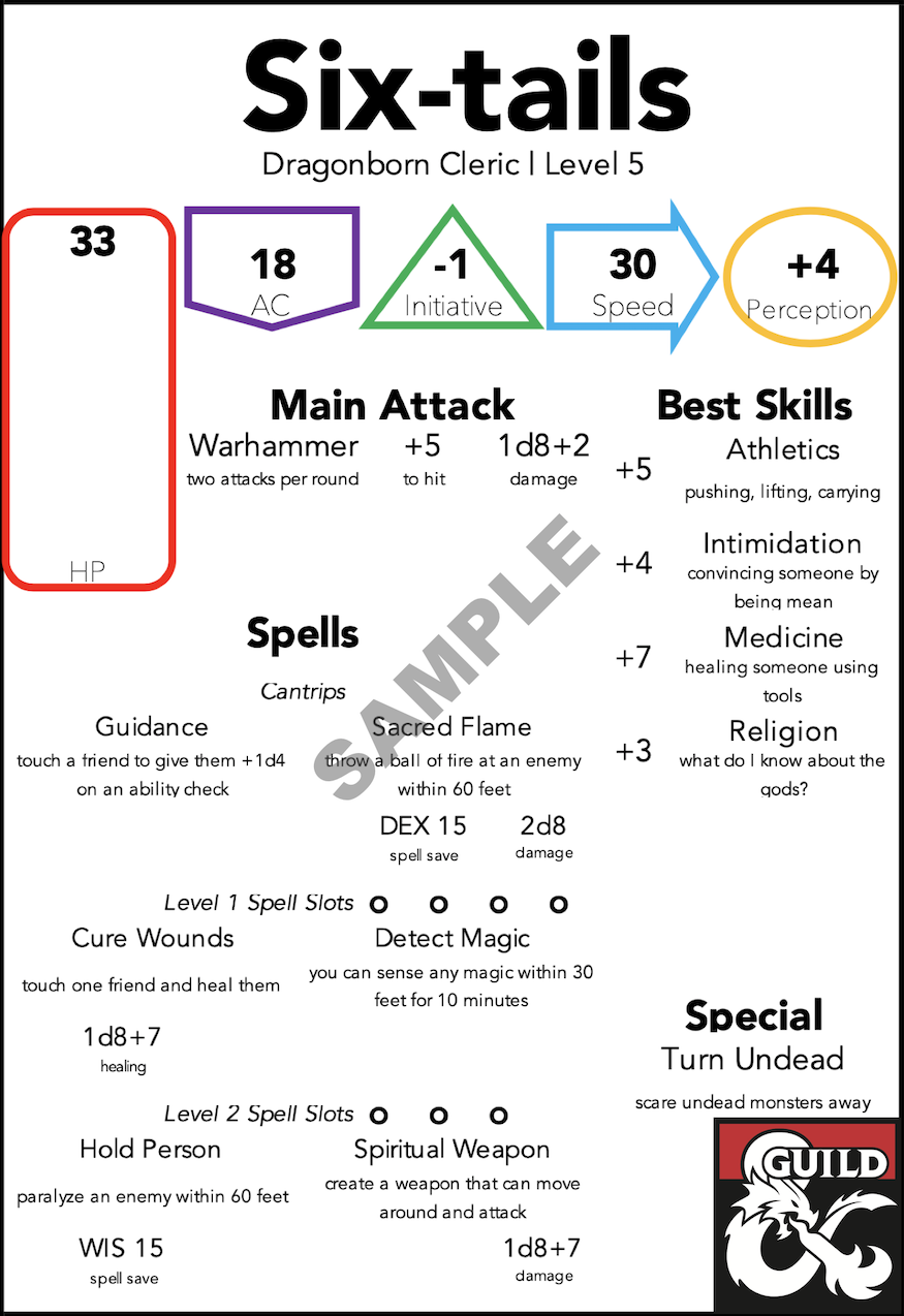 5e Excel Simple Character Sheet Creator - Dungeon Masters Guild | DriveThruRPG
