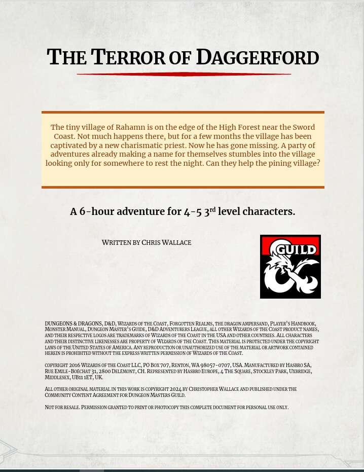 The Terror of Daggerford - Dungeon Masters Guild | DriveThruRPG