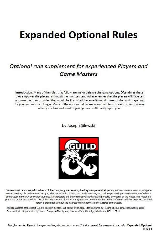 Expanded Optional Rules - Dungeon Masters Guild | DriveThruRPG