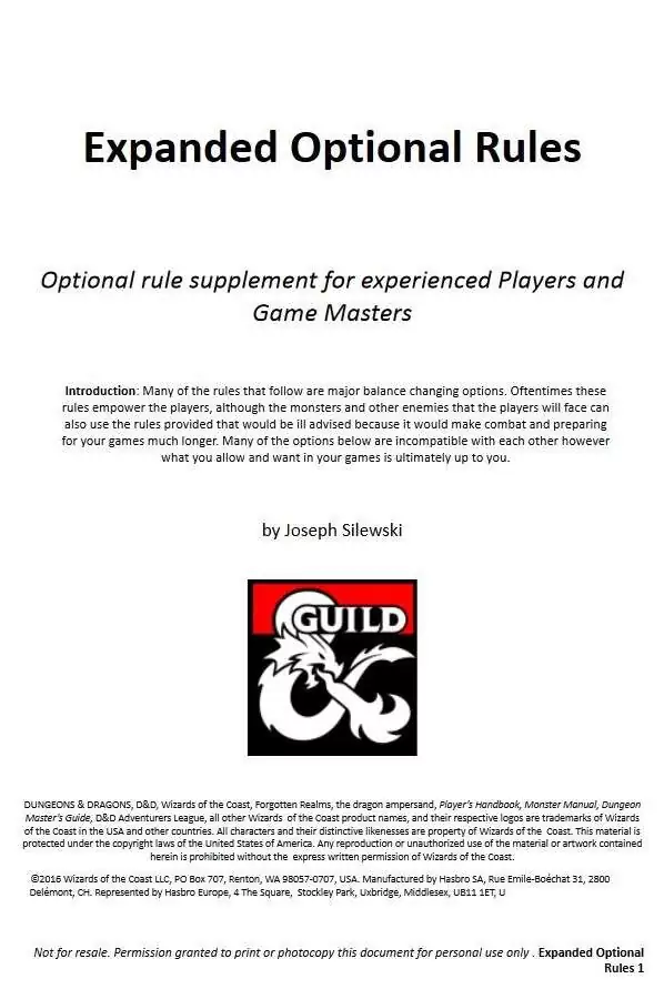 Expanded Optional Rules - Dungeon Masters Guild | DriveThruRPG