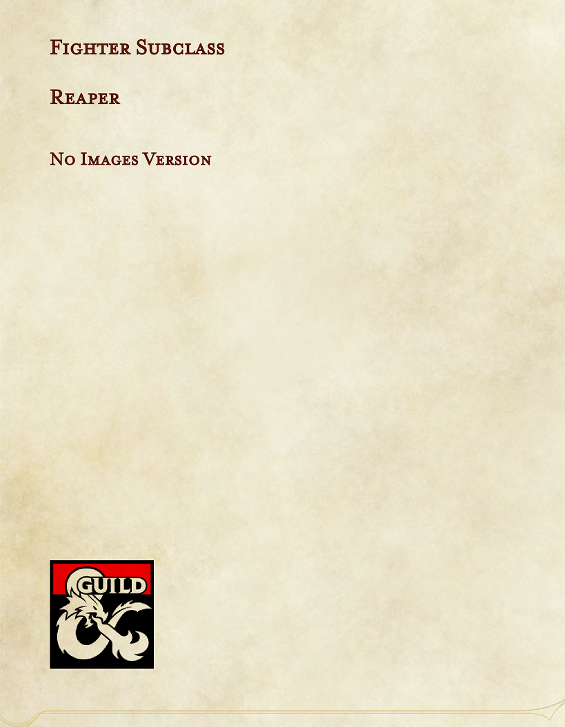 Fighter Subclass: Reaper - No Images Version - Dungeon Masters Guild ...