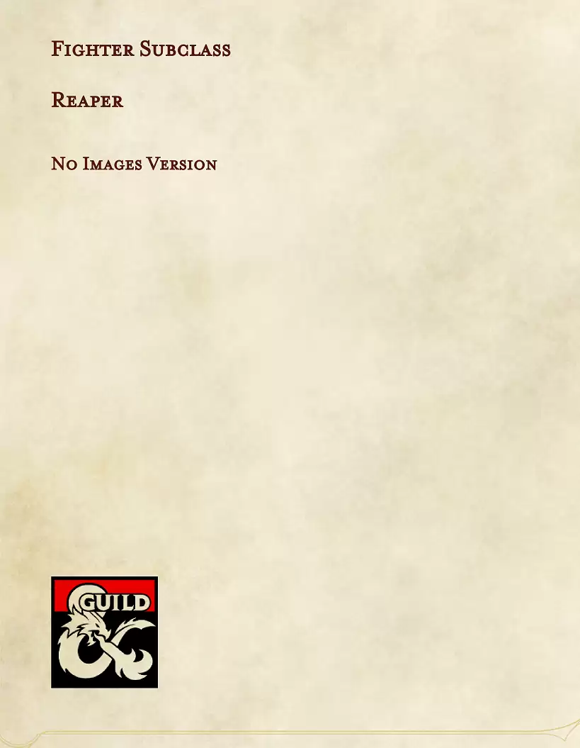 Fighter Subclass: Reaper - No Images Version - Dungeon Masters Guild ...