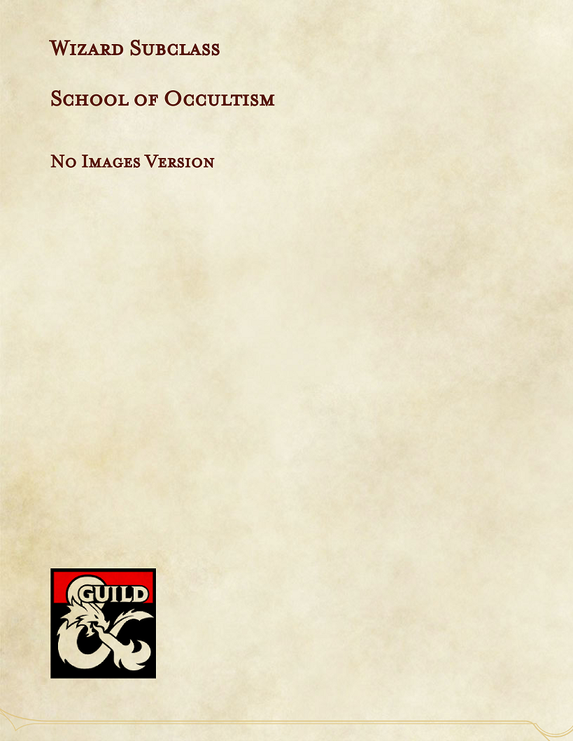 Wizard Subclass: School of Occultism - No Images Version - Dungeon ...