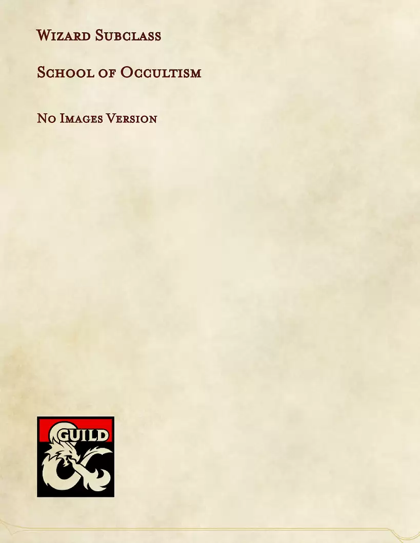Wizard Subclass: School of Occultism - No Images Version - Dungeon ...