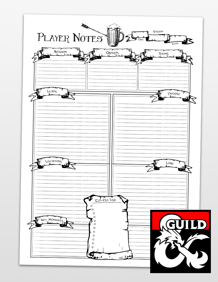 Player Notes - Letter & A4 - Dungeon Masters Guild | DriveThruRPG