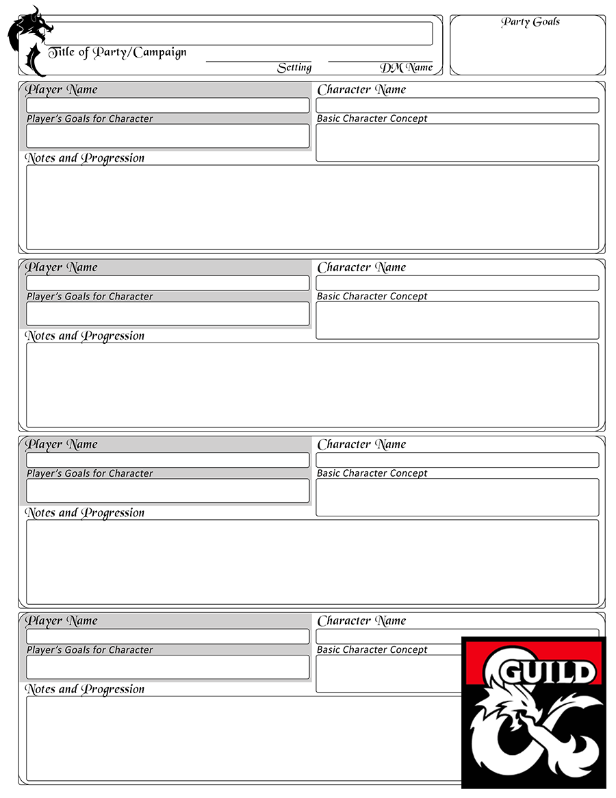 Complete Party Sheet 5e - Dungeon Masters Guild | DriveThruRPG