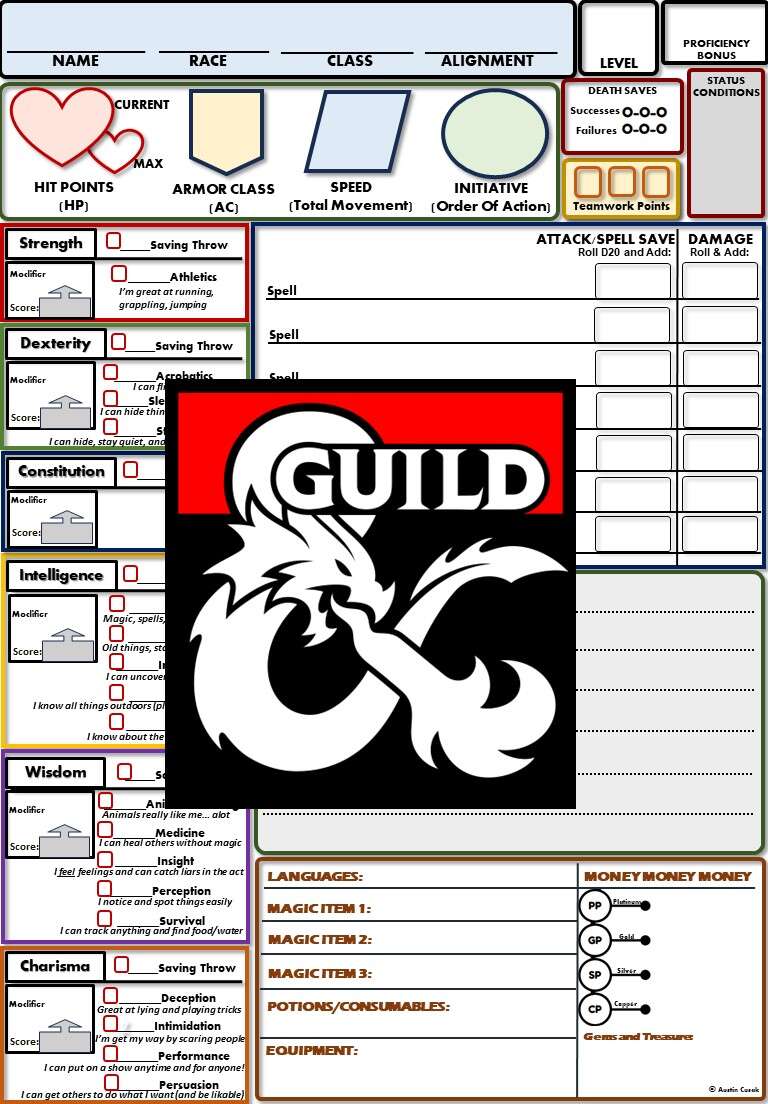 Kids & Beginner Simplified Character Sheet - Dungeon Masters Guild ...