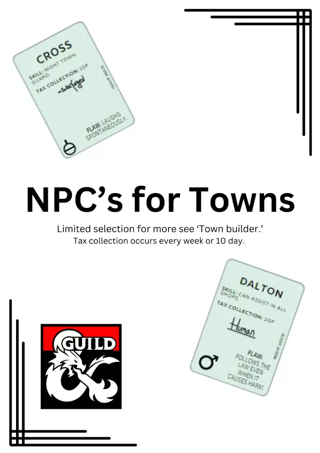 Printable NPC's for Towns 2 - Dungeon Masters Guild | DriveThruRPG