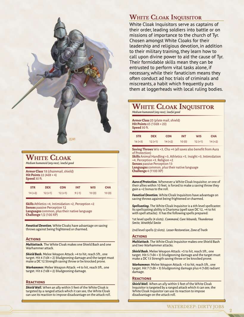 4 FREE Stat Blocks (Waterdeep Dirty Jobs) - Dungeon Masters Guild ...