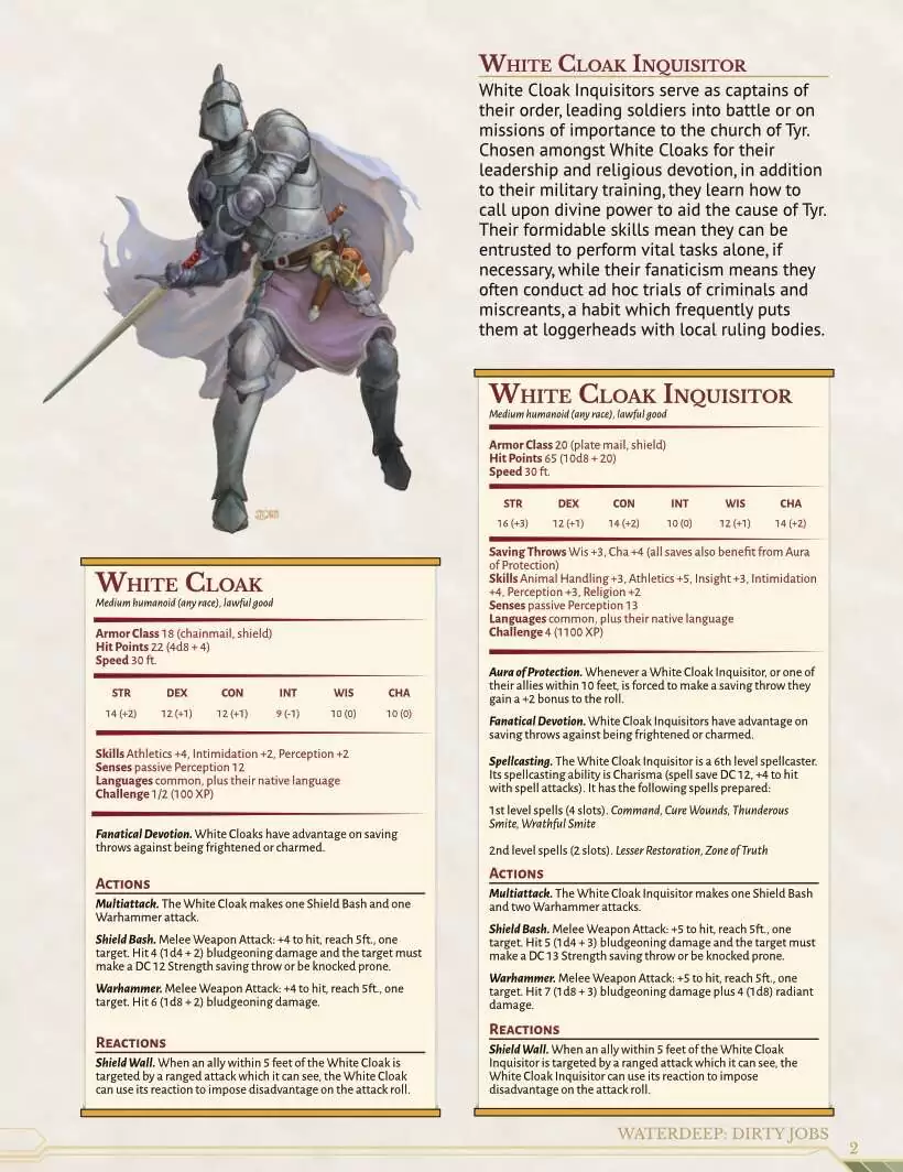 4 FREE Stat Blocks (Waterdeep Dirty Jobs) - Dungeon Masters Guild ...