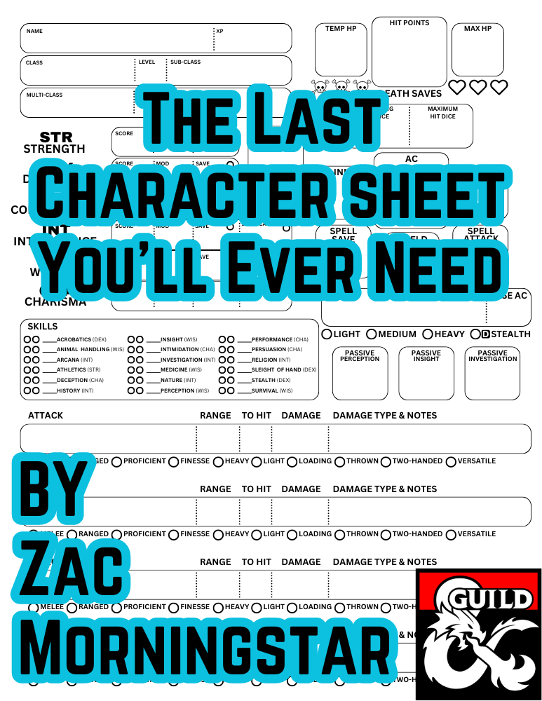 The Last D&D 5E Character Sheet You'll Ever Need - Dungeon Masters ...