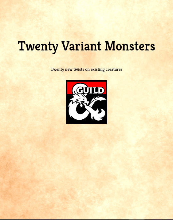 Twenty Variant Monsters - Dungeon Masters Guild | DriveThruRPG