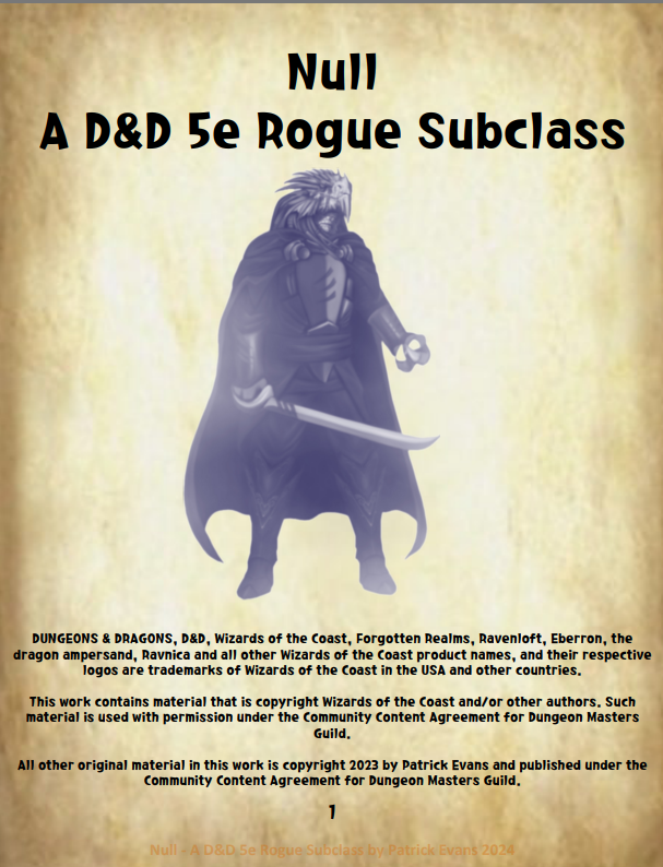 Null: A D&D 5e Rogue Subclass - Dungeon Masters Guild | DriveThruRPG