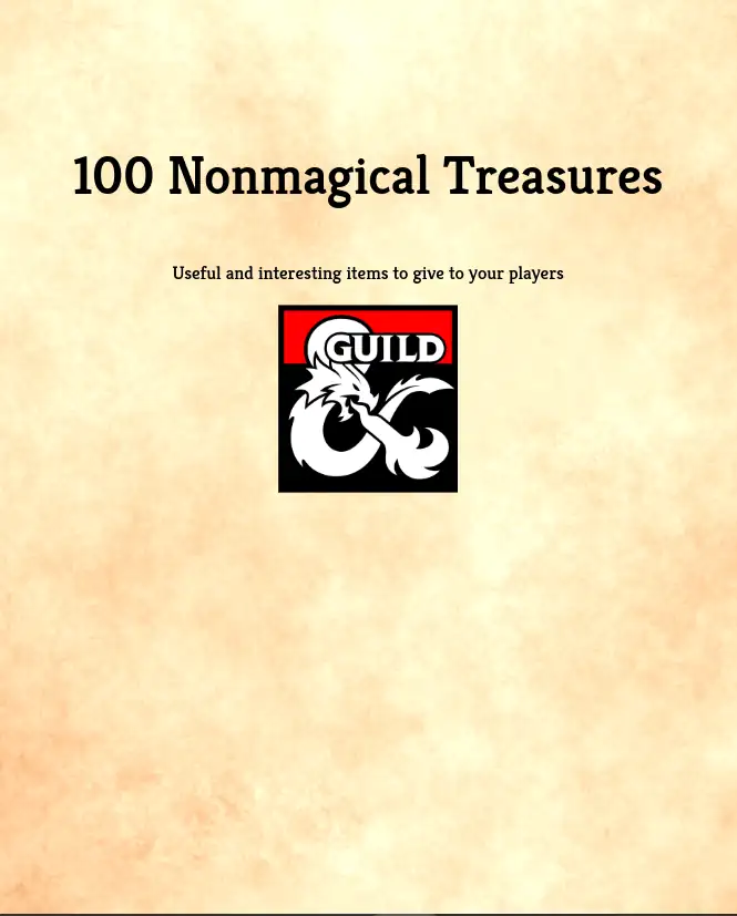 Table of Treasure - 100 valuable simple items - Dungeon Masters Guild ...