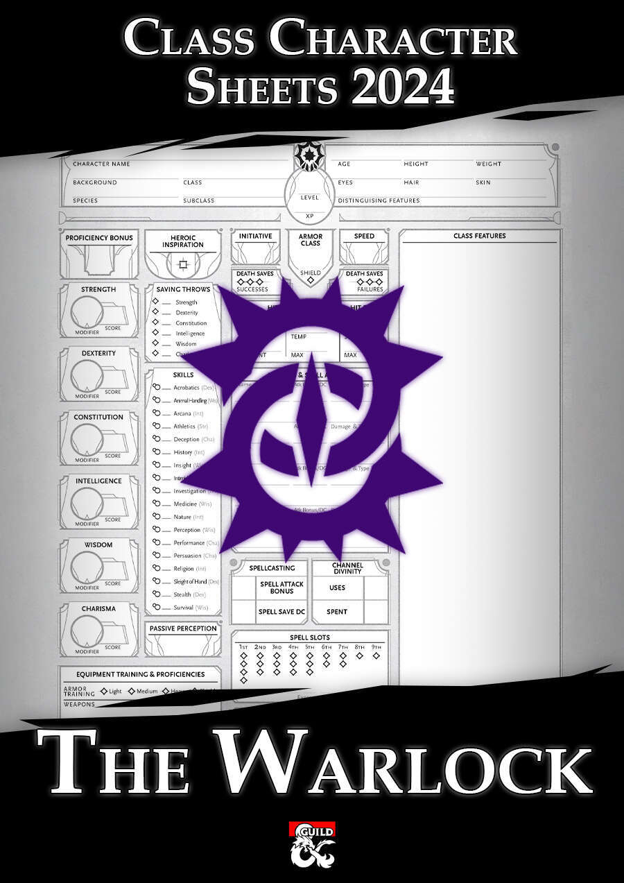2024 Class Character Sheet - The Warlock - Dungeon Masters Guild ...
