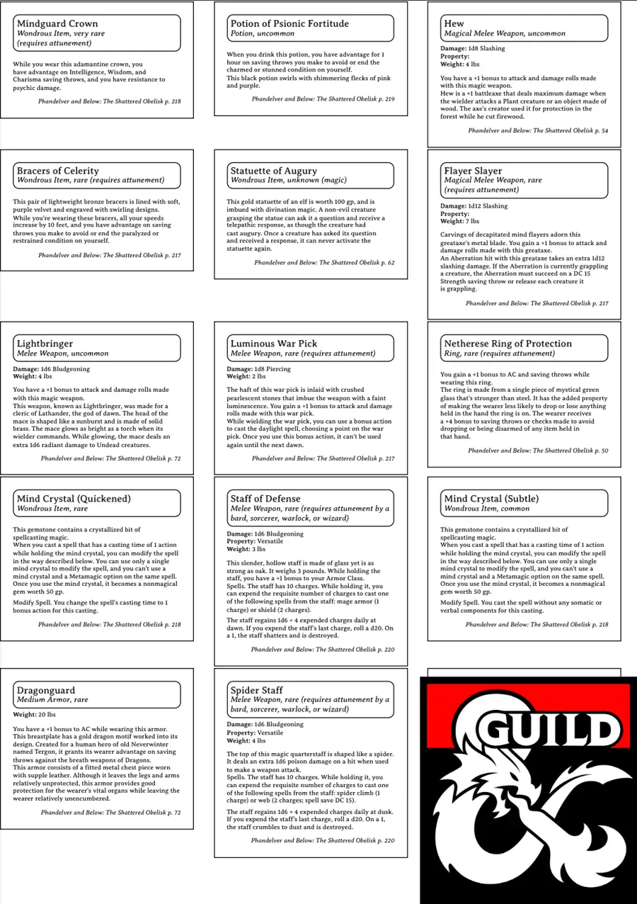 Phandelver and Below: The Shattered Obelisk, Printable Item Handouts - Dungeon Masters Guild ...