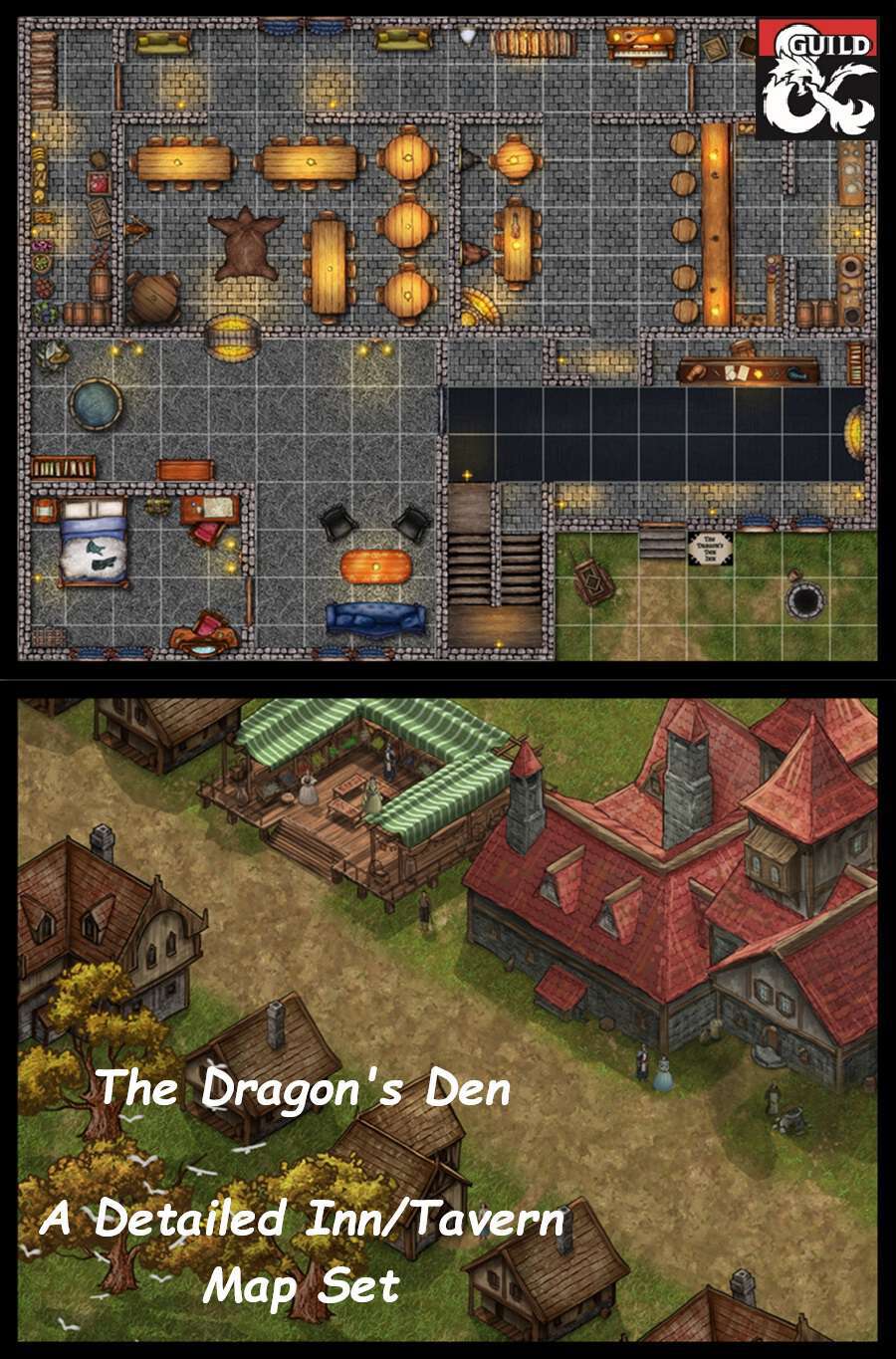 The Dragon's Den Inn/Tavern Map Set - Dungeon Masters Guild | DriveThruRPG