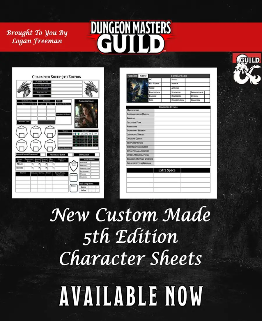 Custom 5th Edition Character Sheets - Dungeon Masters Guild | DriveThruRPG