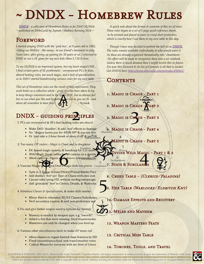 DNDX- Homebrew Rules (Foreword) - Dungeon Masters Guild | DriveThruRPG