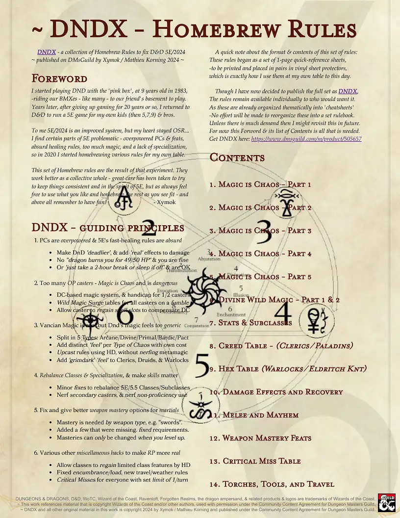 DNDX- Homebrew Rules (Foreword) - Dungeon Masters Guild | DriveThruRPG