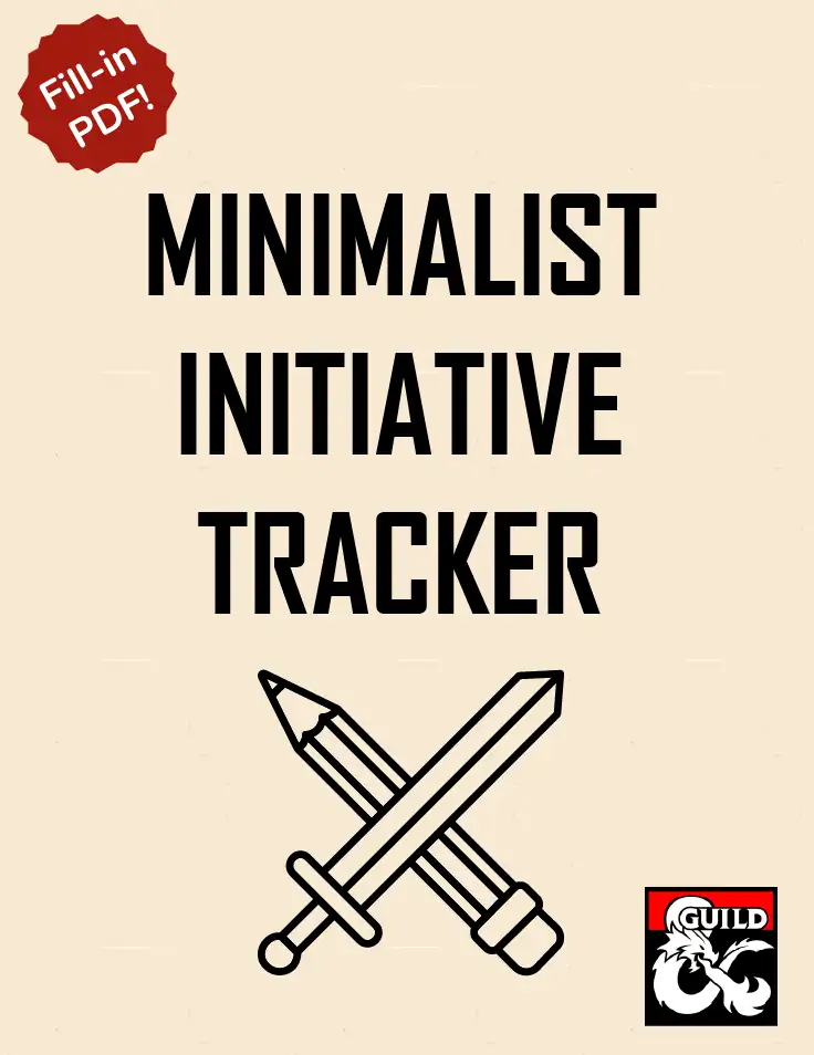 Minimalist Initiative Tracker Sheet - Printable/Fillable PDF - Dungeon ...